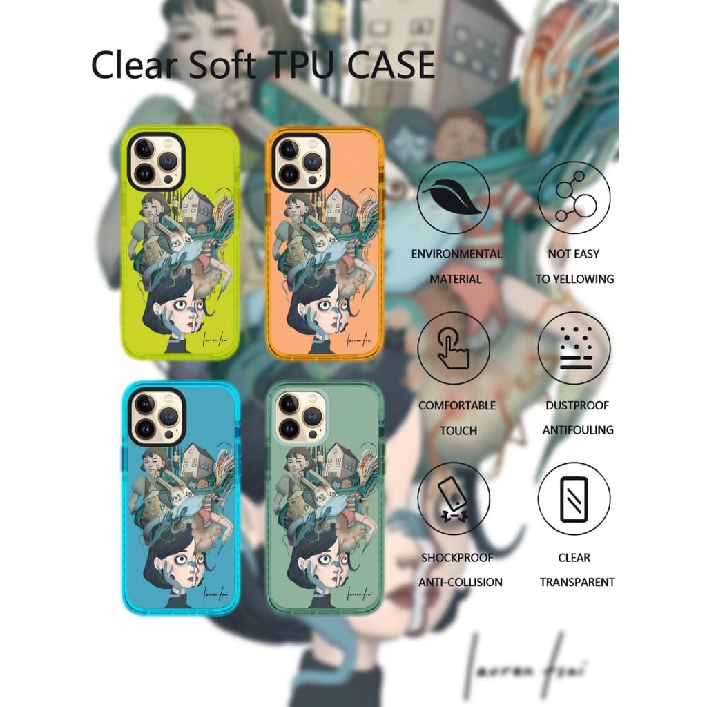 Unreal inc Simple Clear Soft TPU Neon Yellow Wather Blue Green iPhone ...