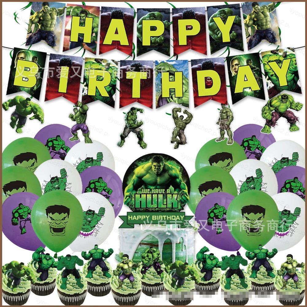 SY2 The Hulk theme kids birthday party decorations banner cake topper ...