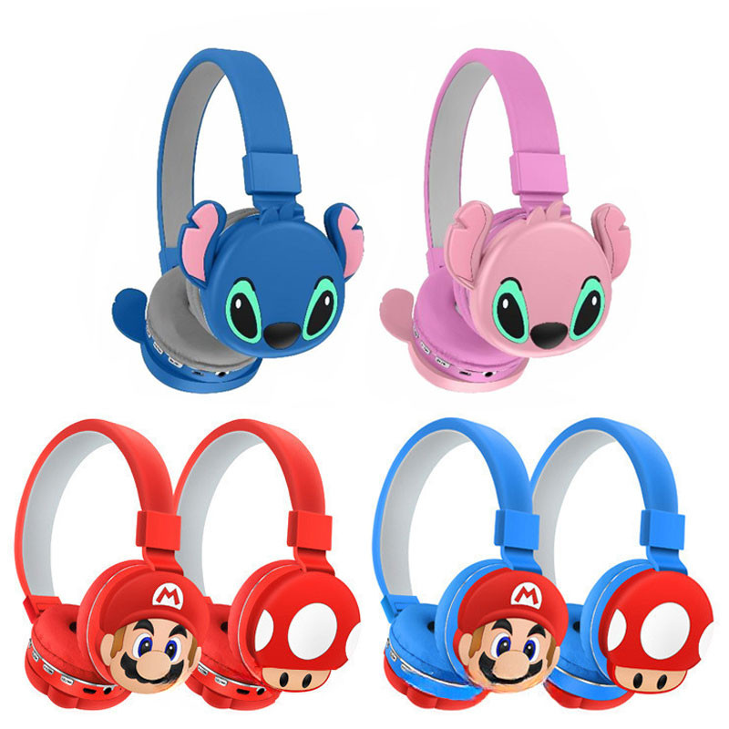 Stitch Kids Bluetooth Headphones Mario Mickey Minnie Melody Stitch Pink Wireless Headphones ...