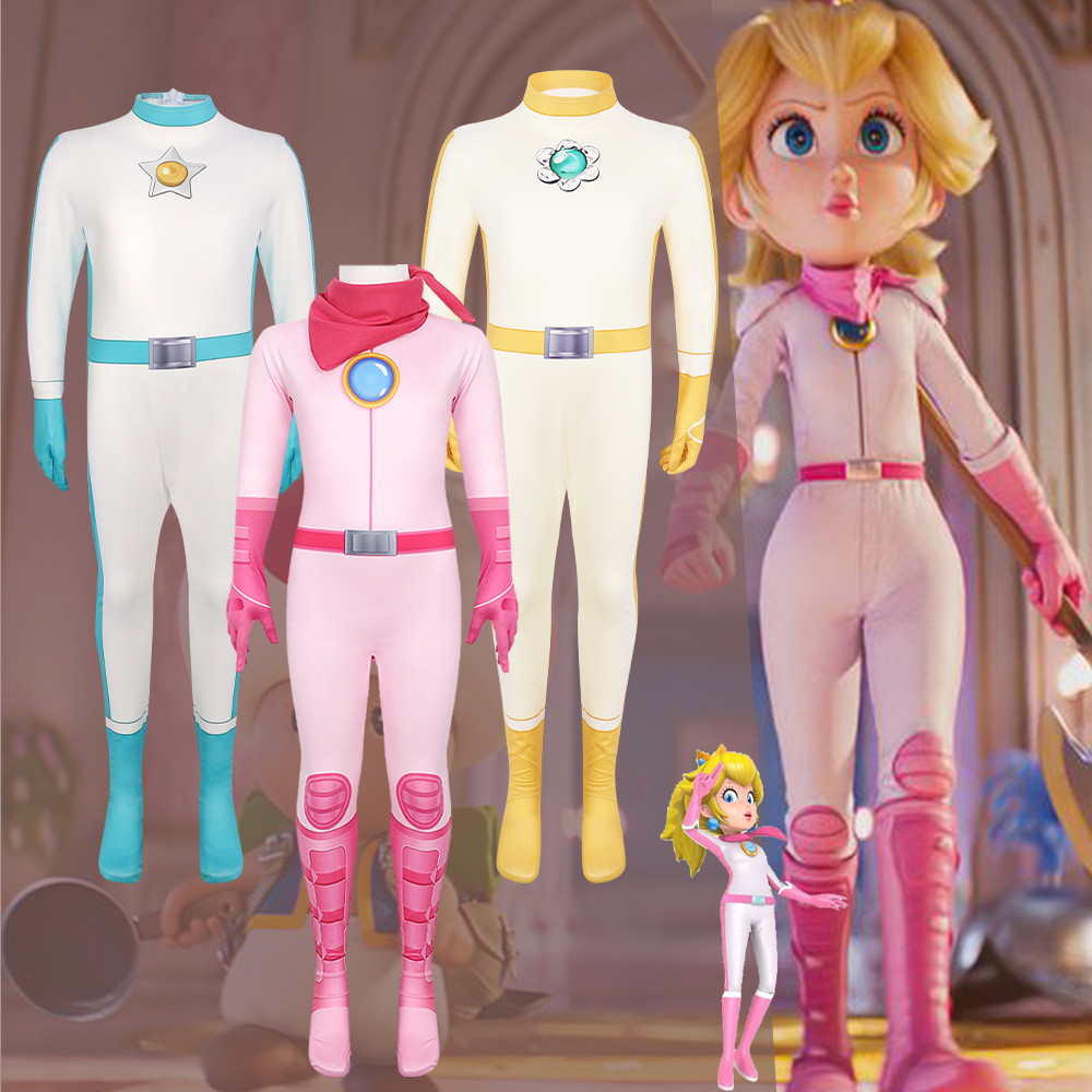 Super Mario Bros. Game Cos Princess Peachy Cosplay Jumpsuit Battle Suit ...