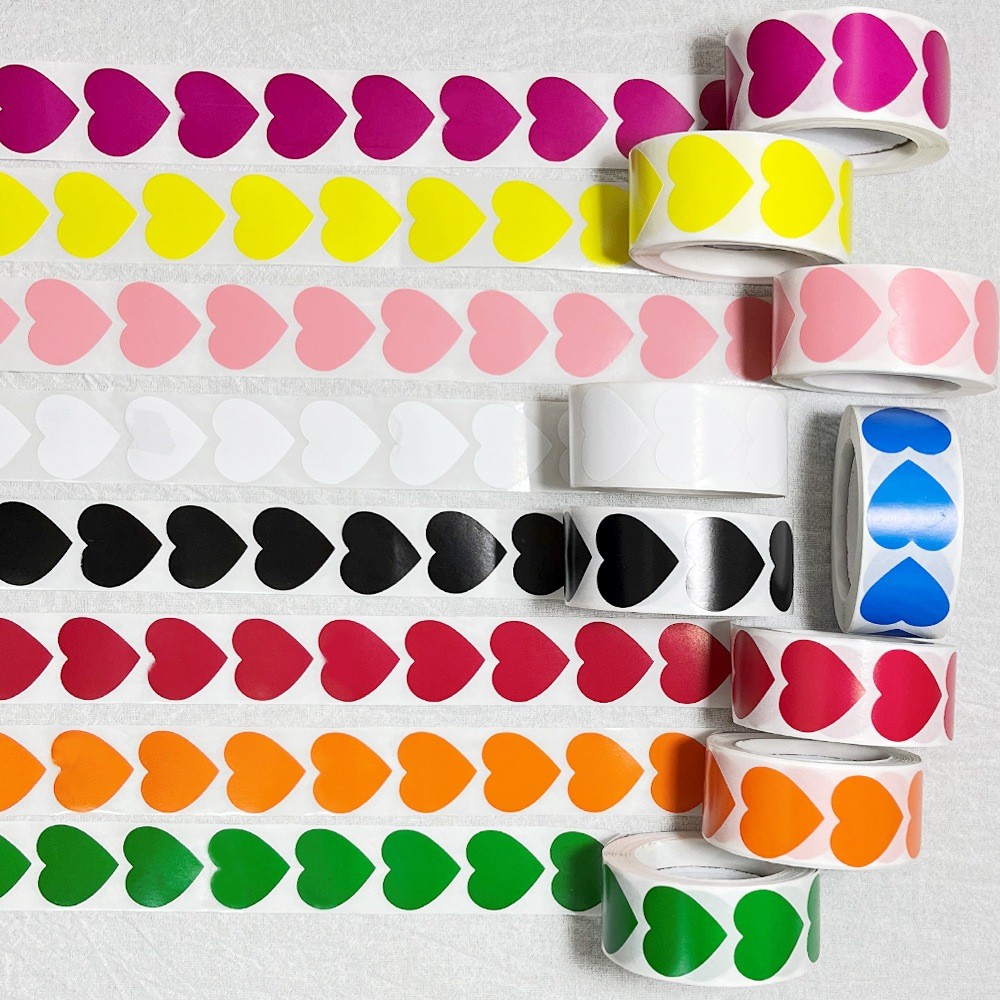 2 Rolls Love Heart Shaped Sticker Seal Label Birthday Party Supply ...