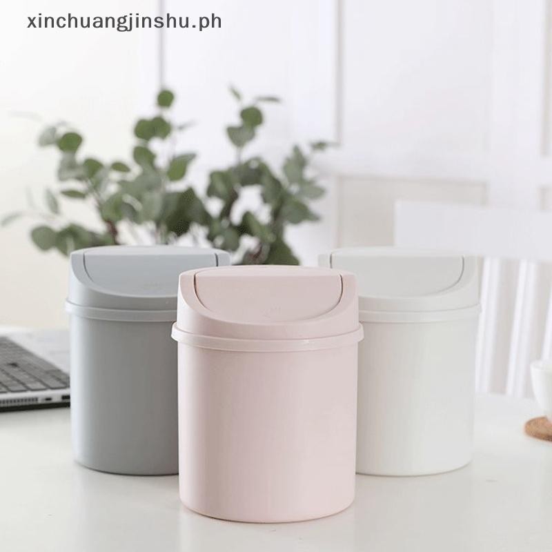 XIN Mini Desktop Bin Small Trash Can Tube With Cover Bedroom Trash Can ...