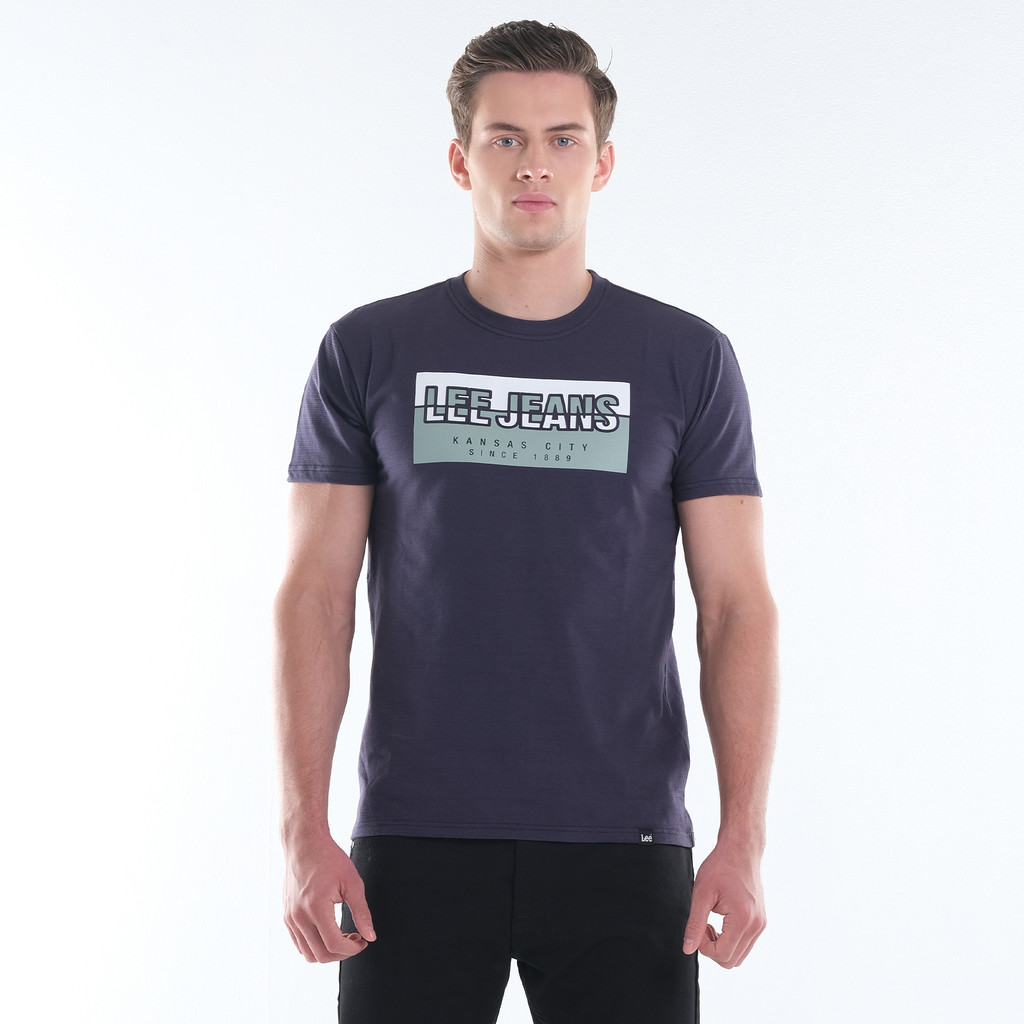 Lee Men's Embossed Logo T-Shirt in Navy Blue | Shopee Philippines