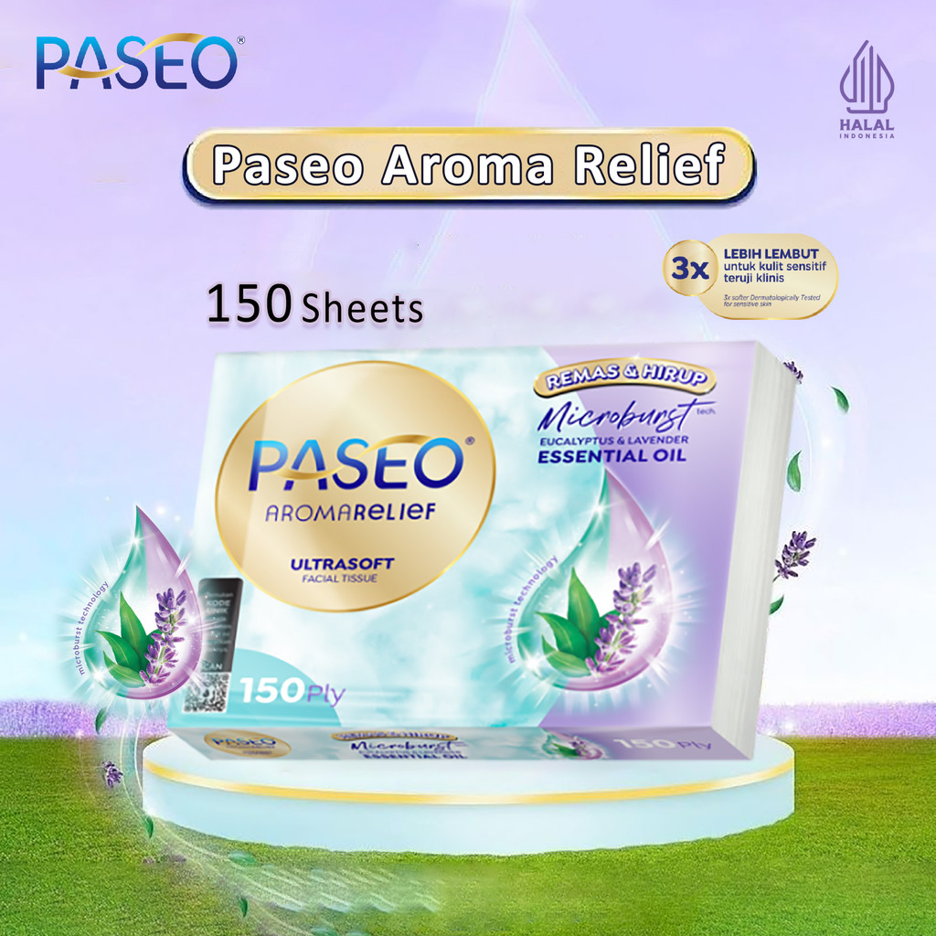 Paseo Aroma Relief Ultrasoft facial Tissue 150 sheets 3ply Eucalyptus ...