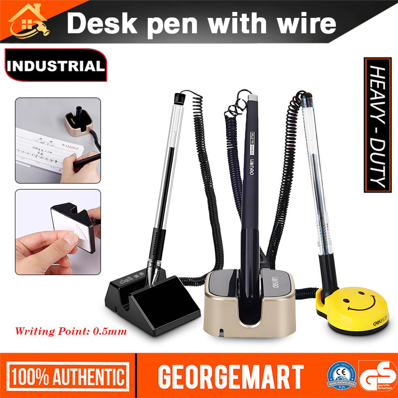 0.5mm Table Top Pen Black Counter Pen with String Office Bank ...