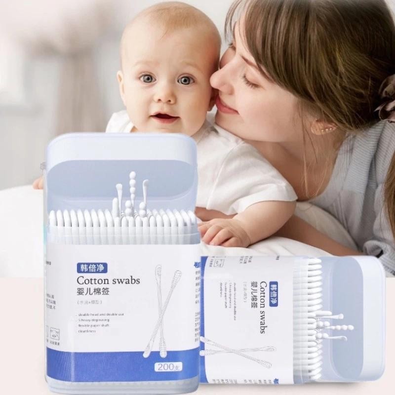 200pcs Baby Safety Cotton Swabs with Tips for Newborn Ear Nose ...