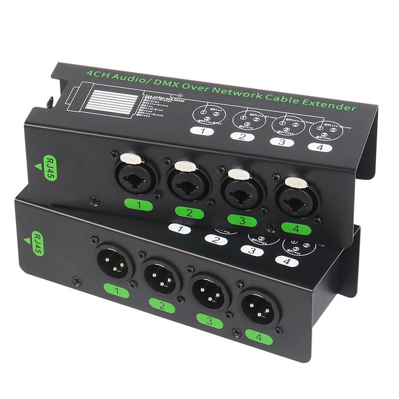 4-Channel 6.5 + 3-Pin XLR Audio/DMX Over Network Cable Extender DMX512 ...