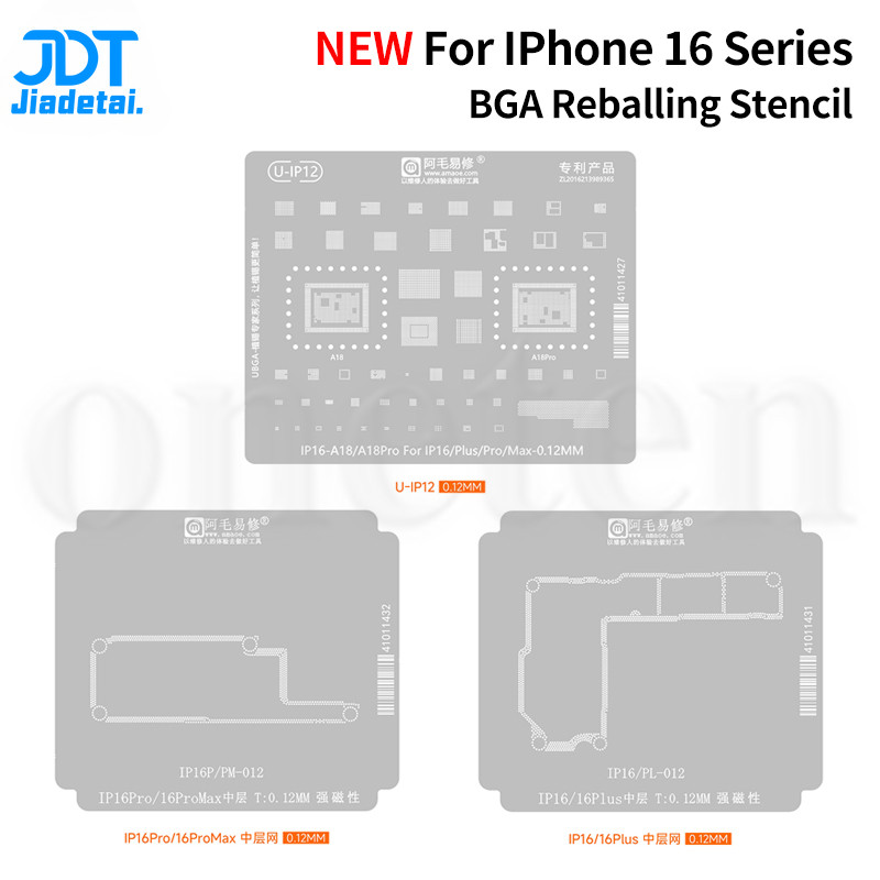 AMAOE IP16 A18 U-IP12 BGA Reballing Stencil For 16 Plus Pro PM Middle ...