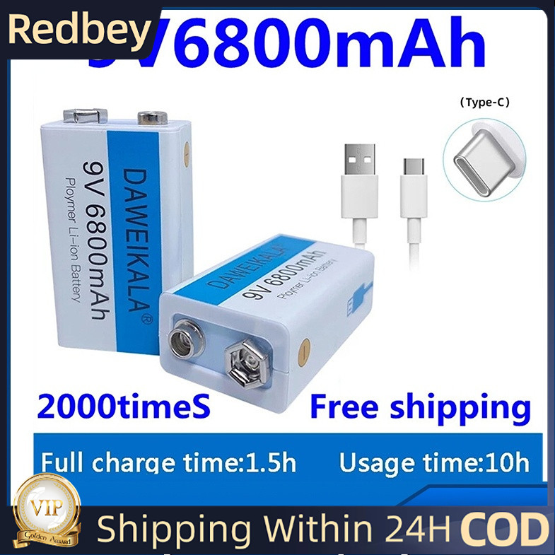 9V battery 6800mAh li-ion Rechargeable battery Micro USB Battery 9V ...