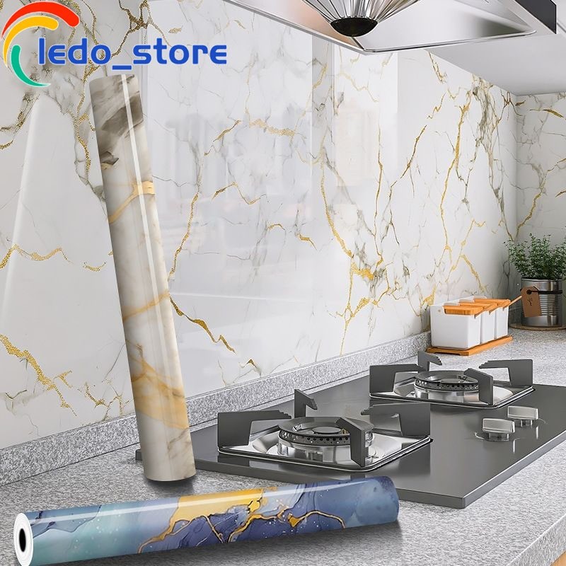 Marble Wallpaper Self Adhesive Contact Paper PVC Waterproof Kitchen Oil ...