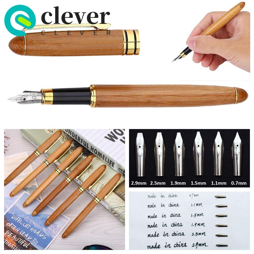 CLEVER 0.7mm-2.9mm Bamboo Fountain Pens Retro Writing Calligraphy ...