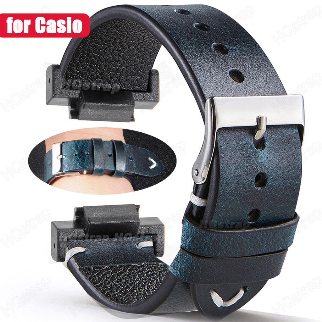 Retro Genuine Leather Strap for Casio Watch Band 22mm Cowhide Wristband ...