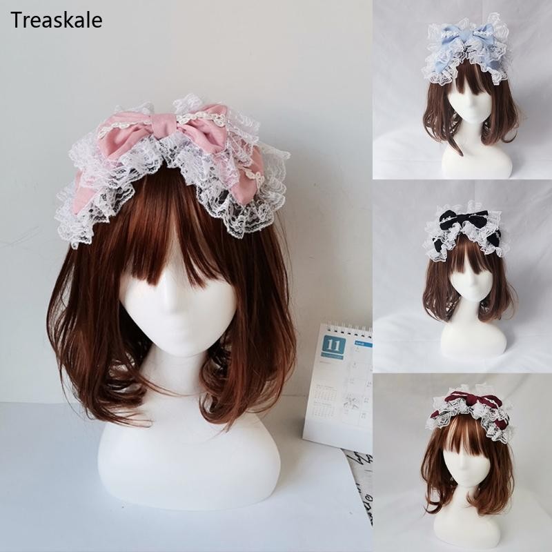 TREA Lace Headband Lolita Maid Ruffled Headdress Ornaments Double Layer ...