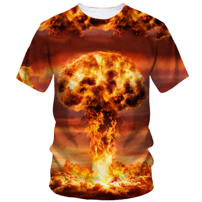 Terrible Explode 3d Printed T-shirt For Men Disaster Scene Pattern Tee ...
