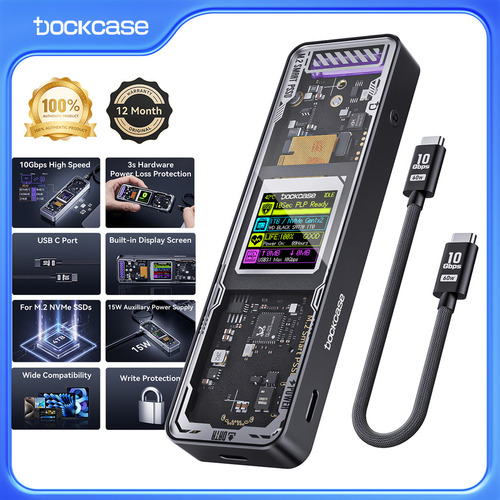 DOCKCASE Explorer Edition M.2 NVMe SSD Enclosure,Support 10s PLP ...