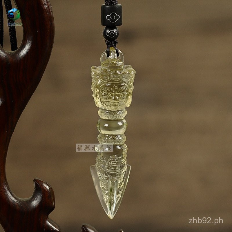 Natural Yellow Crystal Puba Vajra Pendant Exquisitely Carved Tantric ...