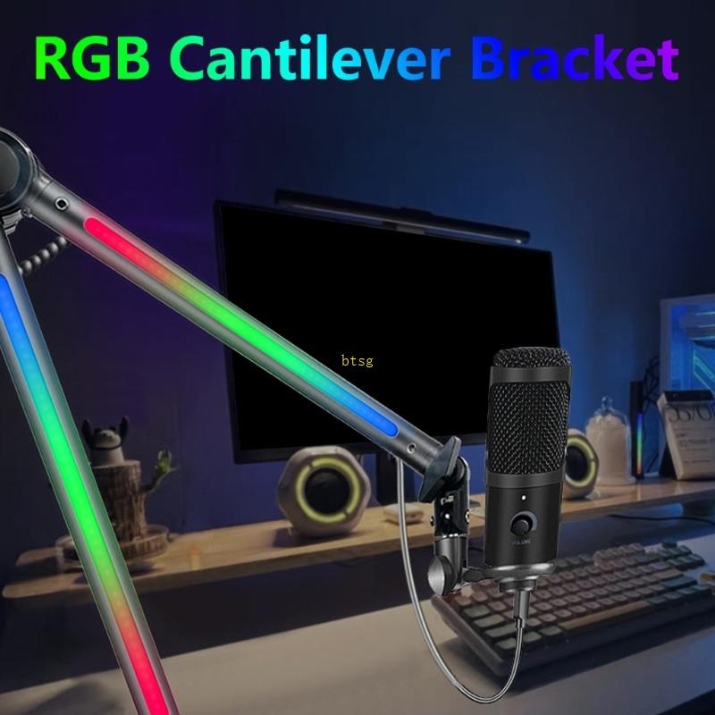 btsg LED Mic Arm with Multiple Color Light for Gaming and Podcasting ...