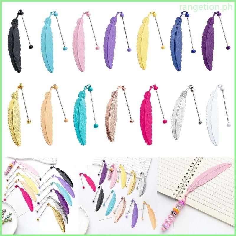 RAN Beadable Feather Bookmarks with Feather Pendant Book Page Holder ...