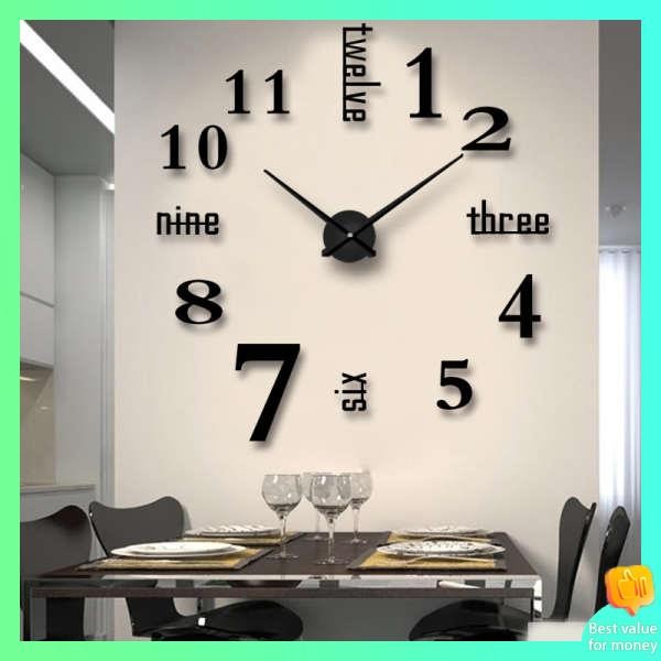Personalized digital large size art wall clock style living room ...