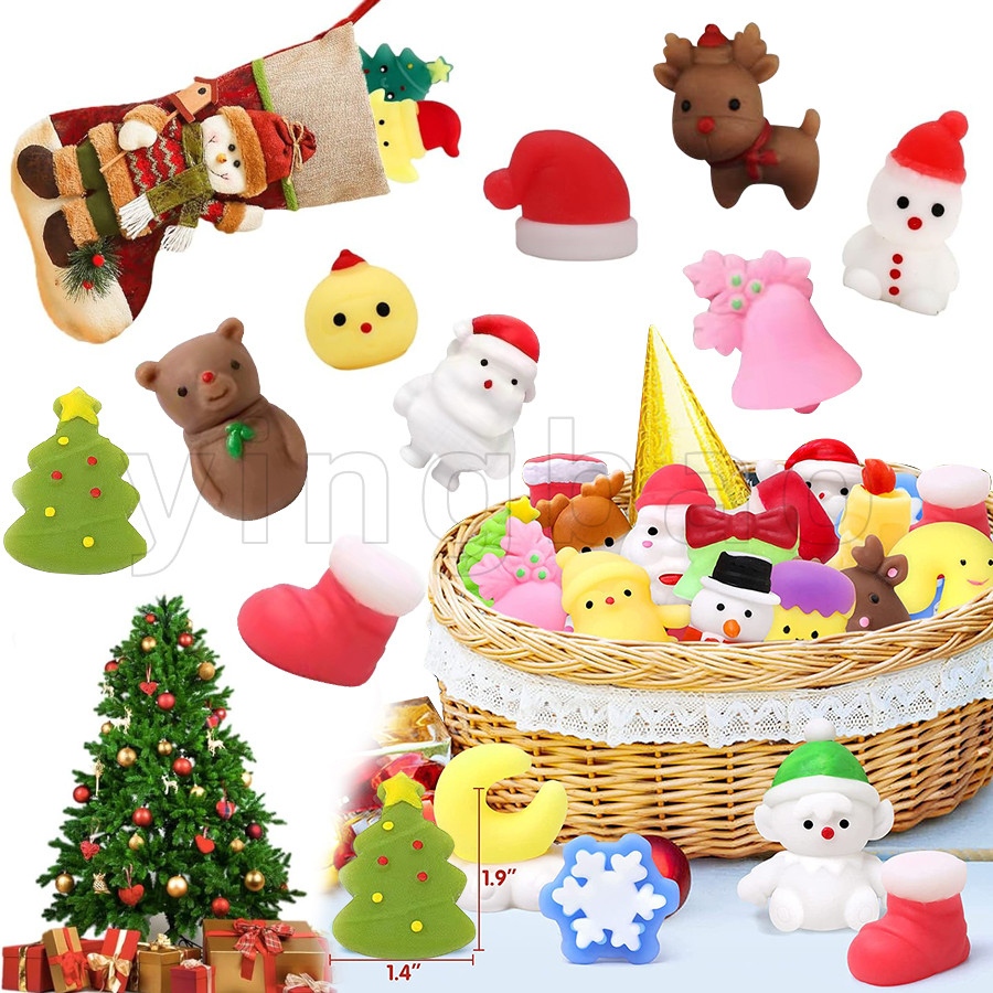 10PCS Christmas Mochi Squishy Toys, Mini Kawaii Christmas Squishies ...