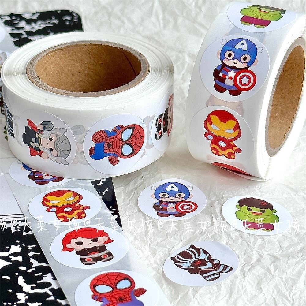 500pcs/Roll Cute Marvel's Avengers Super Hero Cartoon Sealing Stickers ...