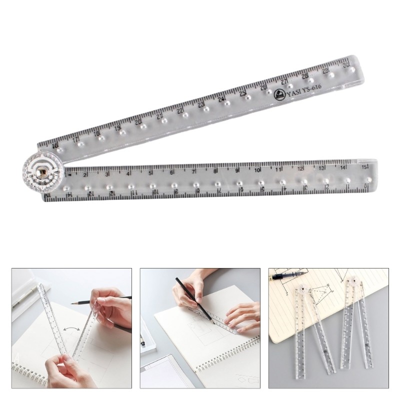 1Pcs Creative Acrylic Straight Ruler Folding Transparent Plastic Simple ...