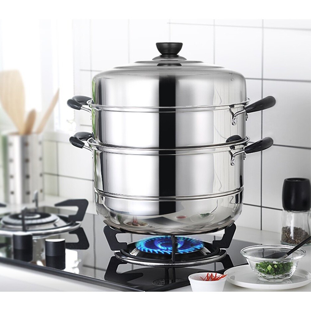 3 Layers Steamer Stainless Steel Cooking Pots Cookware Induction ...