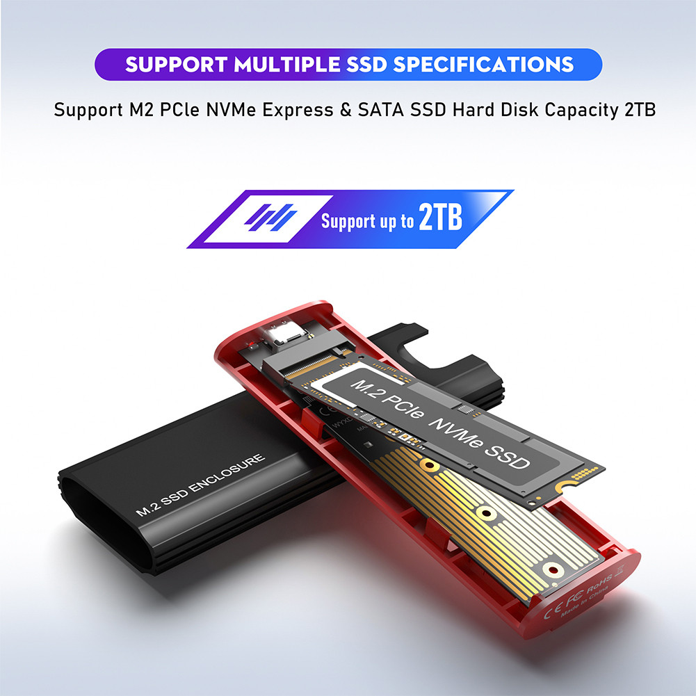 M.2 NVME NGFF SATA SSD Enclosure Solid State Drive External Enclosure ...