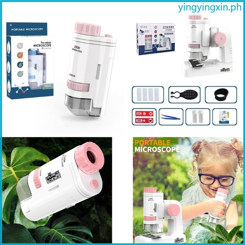 YIN Pocket Microscope 200X Handheld Microscopes with LED Kids Students ...