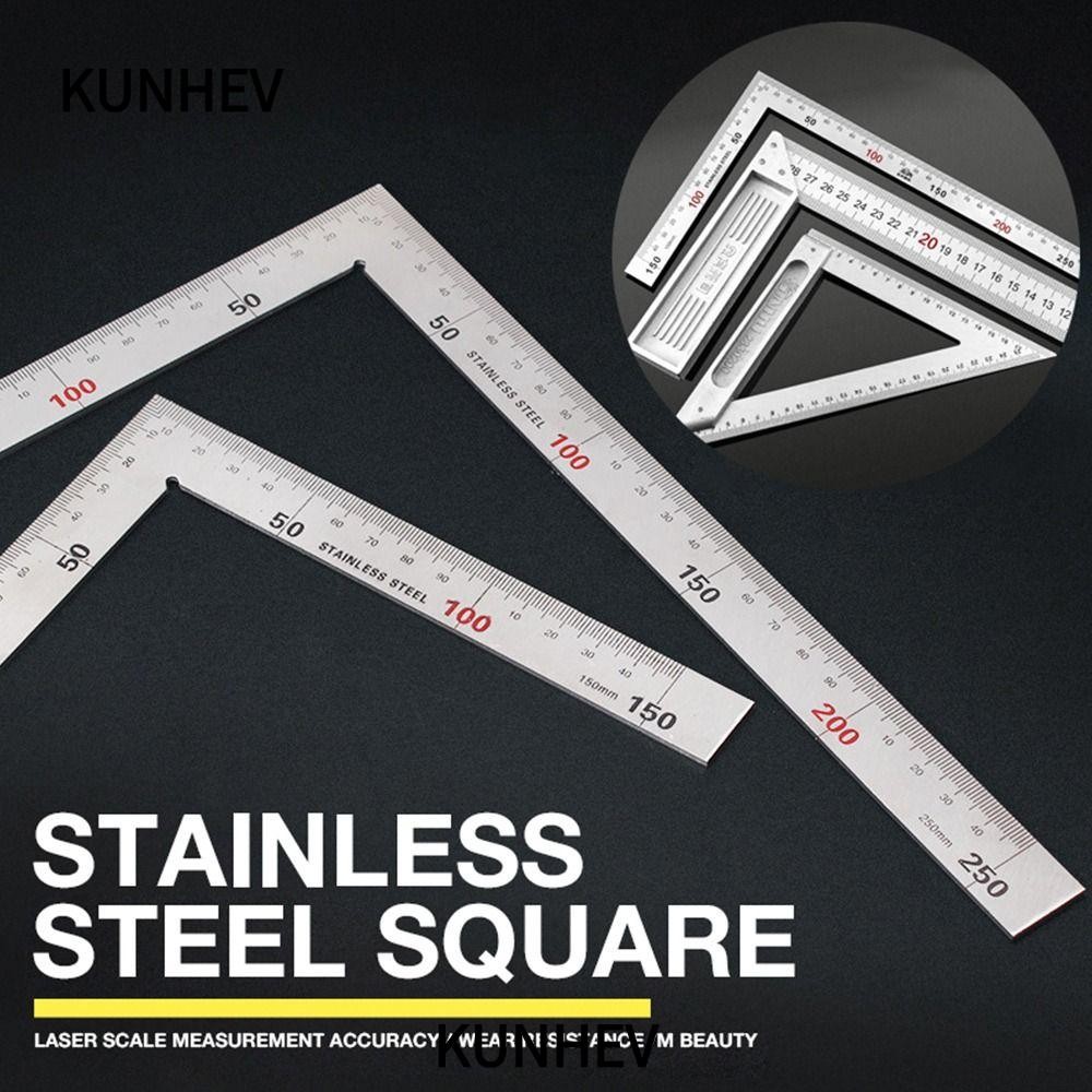 KUNHEV Angle Square Ruler, Stainless Steel Measuring Tool Right Angle ...