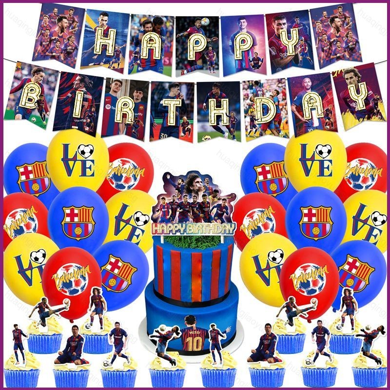 HQ3 FC Barcelona Messi football theme kids birthday party decorations ...