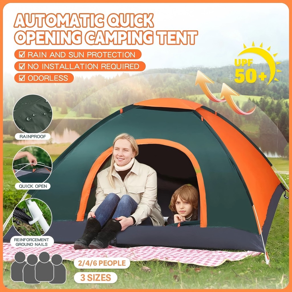 Premium Camping Tent 4/6 Person Waterproof Dome Shelter UV Protection ...