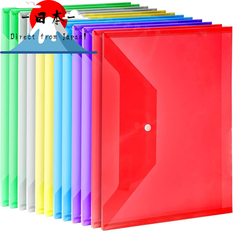 [Direct from Japan] Colorful A4 Button Closure Clear File Bag ...