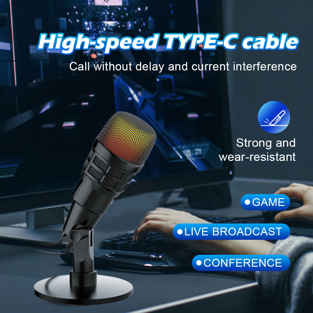 V3Pro USB Microphone Gaming Mic Live Noise Reduction Recording RGB ...