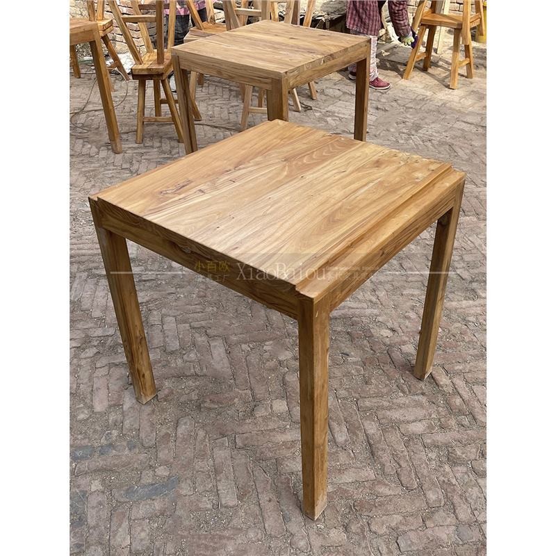 Old Elm Wood Table and Chair Set Dining Table Commercial Snack Bar Fast ...