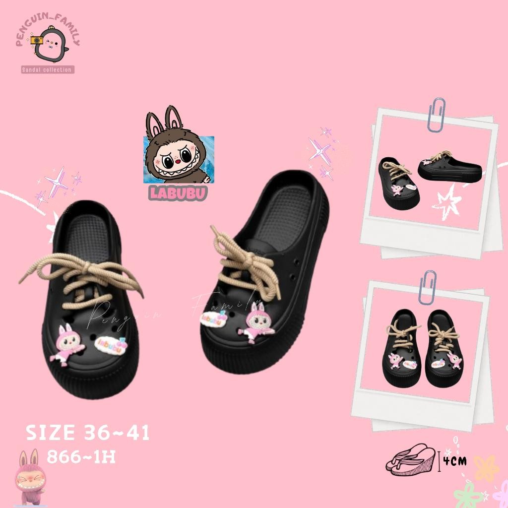 Yutu Women's Rubber Strap Shoes Sandals Baim Jibbitz Slides 3D Labubu ...