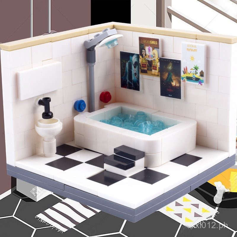 MOC Bathroom Small Particle Building Blocks Bathtub Scene City ...