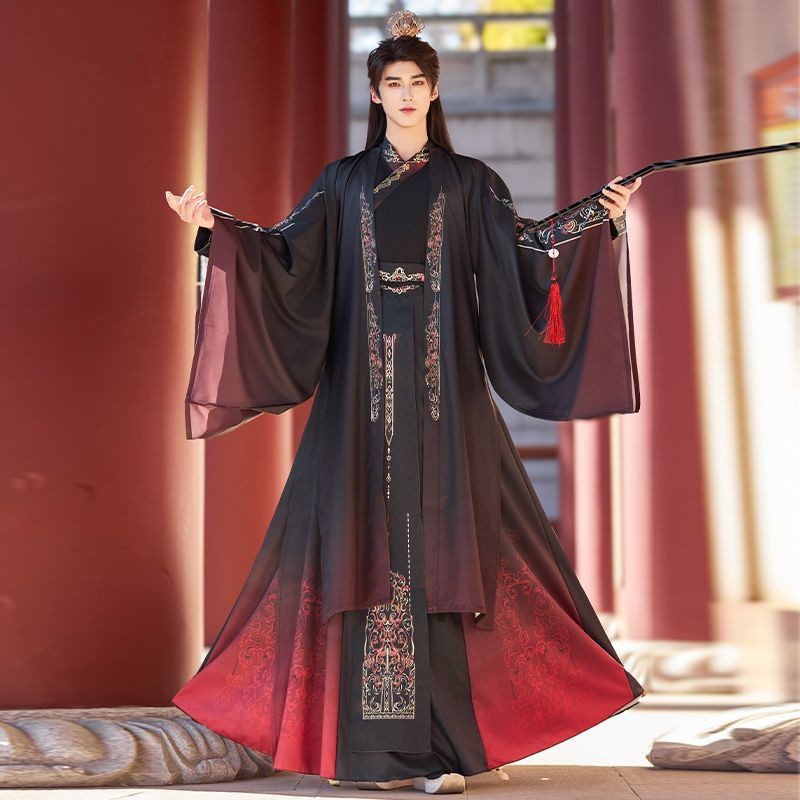 Original Hanfu Wei Jin Style Cross Collar Waist-Length Costume Men ...