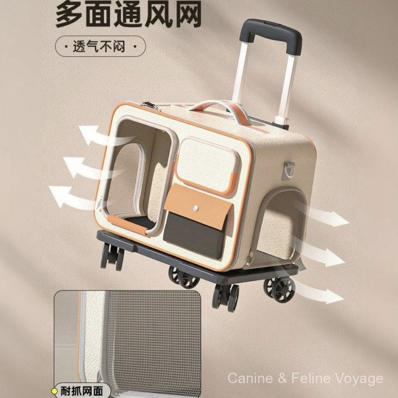 Dog Backpack Suitcase Trolley Cat Bag Pet Carrier Portable Breathable ...