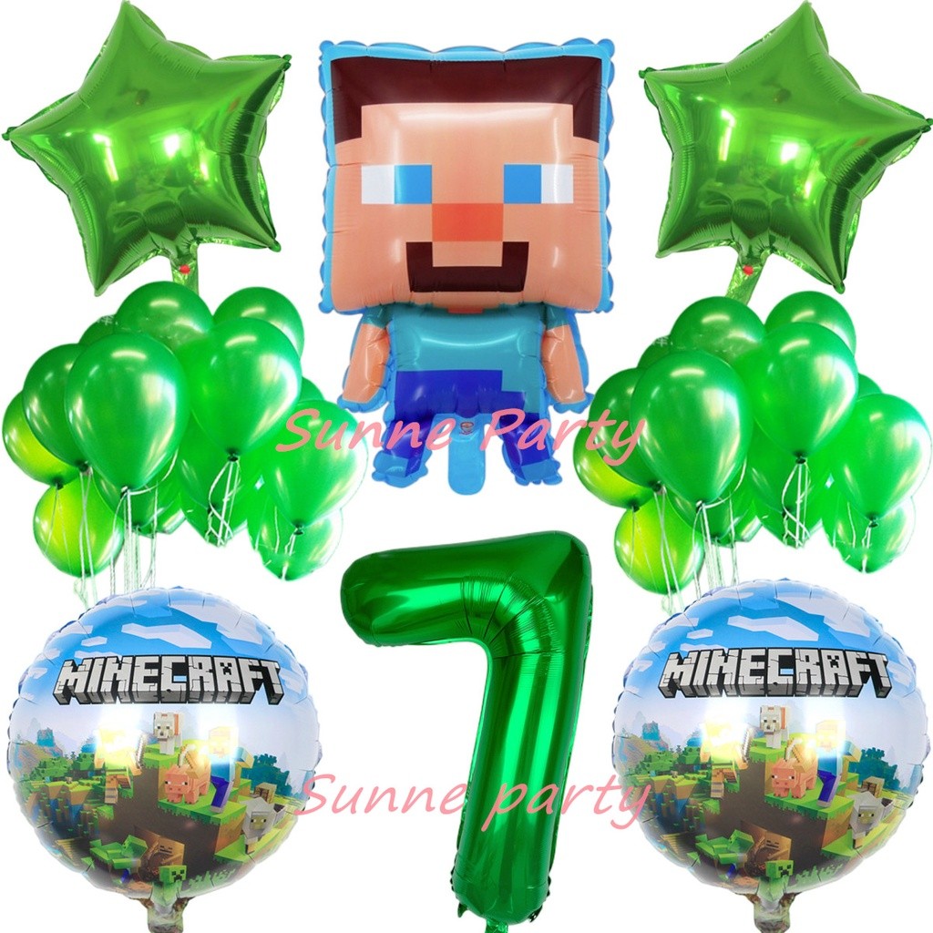 Minecraft Balloon 1-9 th foil Party need birthday decor set Minecraft ...