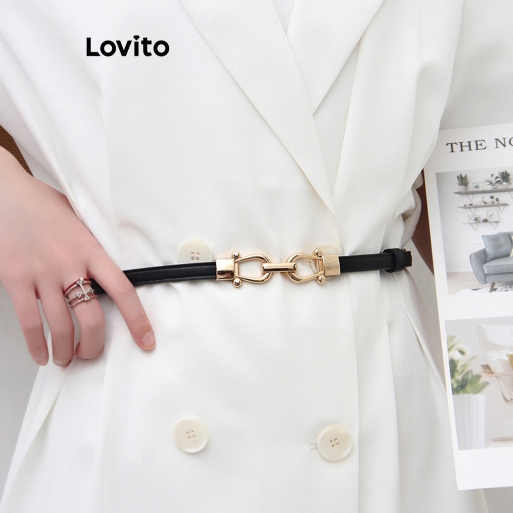 Lovito Casual Belt Basic Valentine's Day Belt for Women L69AD040 (Black ...