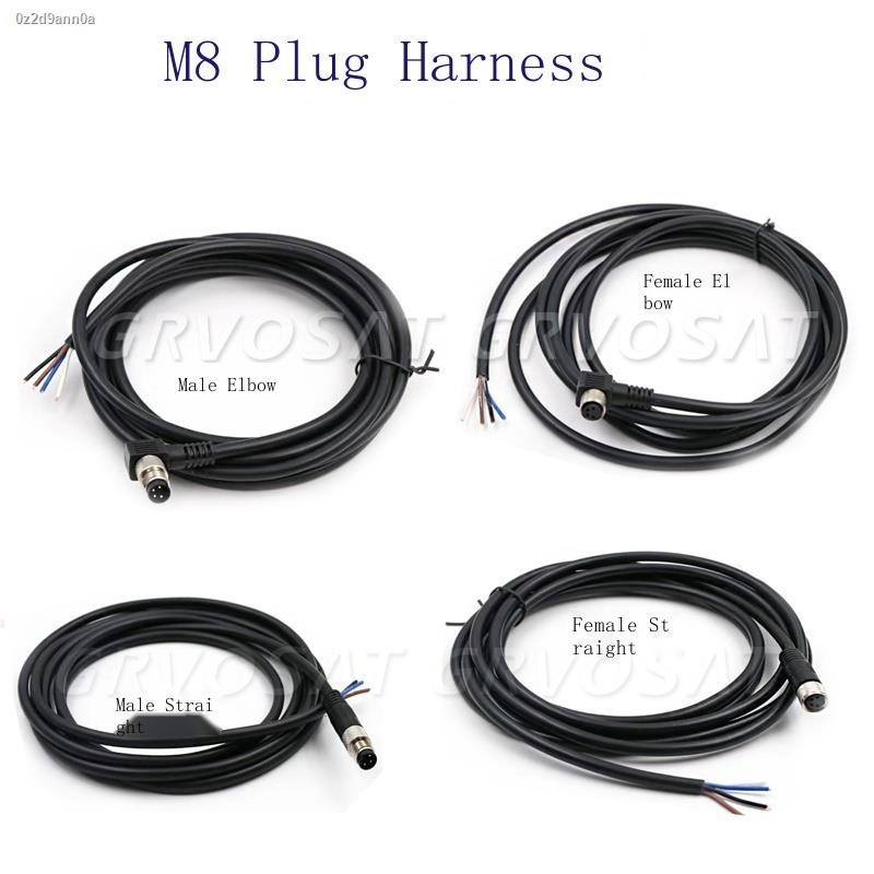 M8 plug straight head L-type male and female connector 3-core 4-core ...