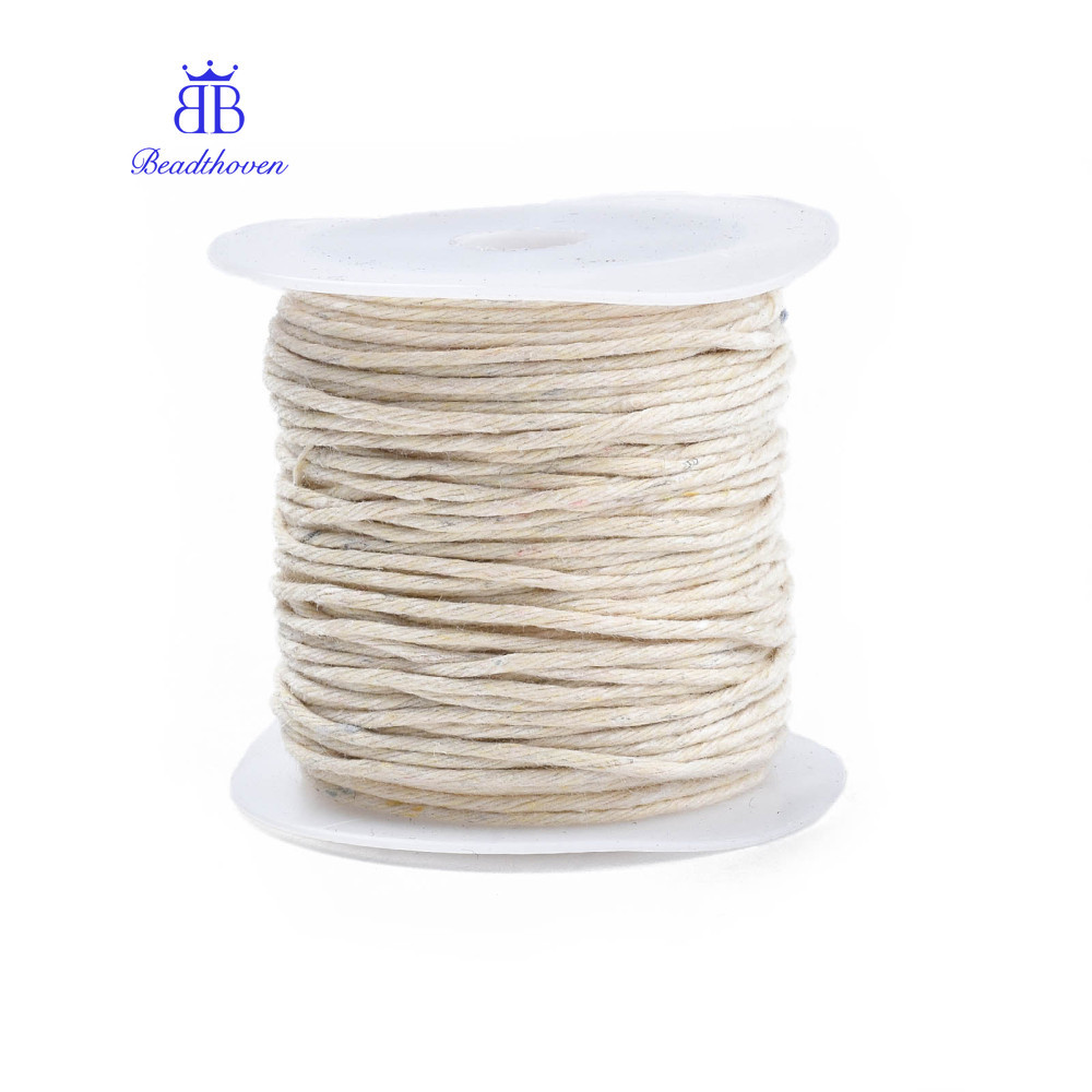 1Roll Waxed Cotton Thread Cords Creamy White 1mm about 10.93 yards(10m ...