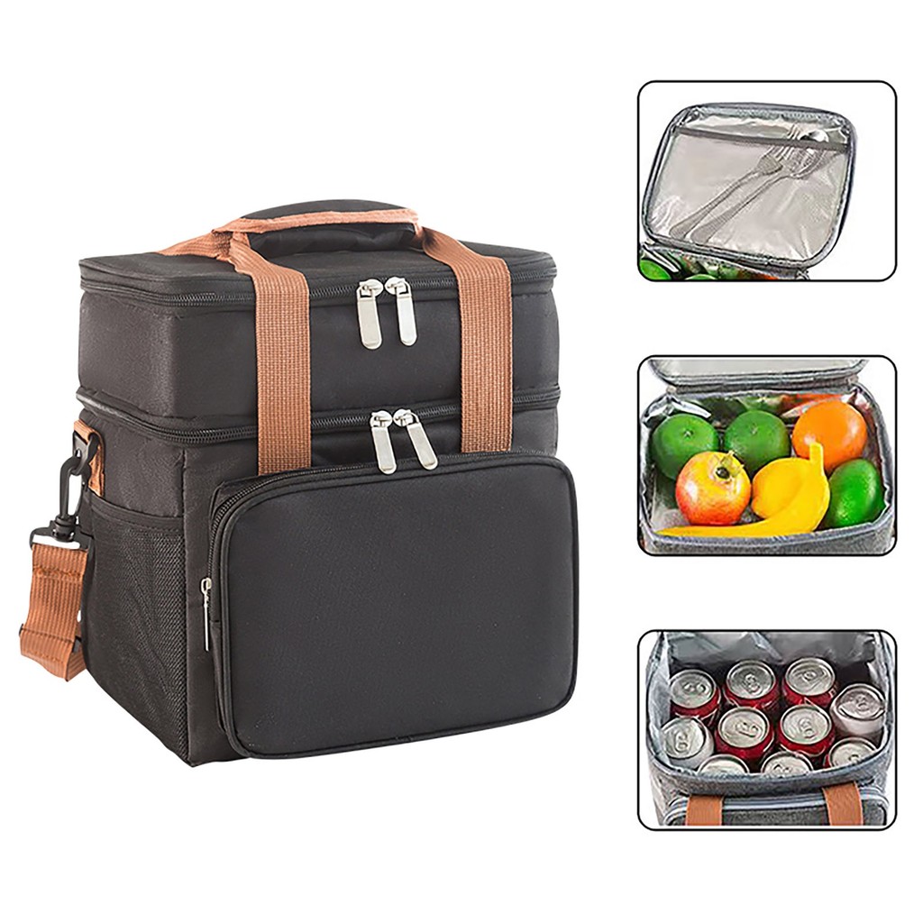 Insulated Large Lunch Box Double Heavy Duty Durable Lunch Bag Leak ...