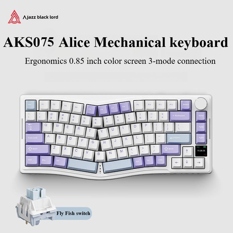 Ajazz AKS075 Wireless and Wired 3 Mode RGB Alice Mechanical Keyboard ...
