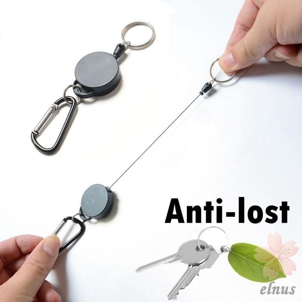 ELNUS Key Ring Safety Retractable High Elasticity Keychain Easy Buckle ...