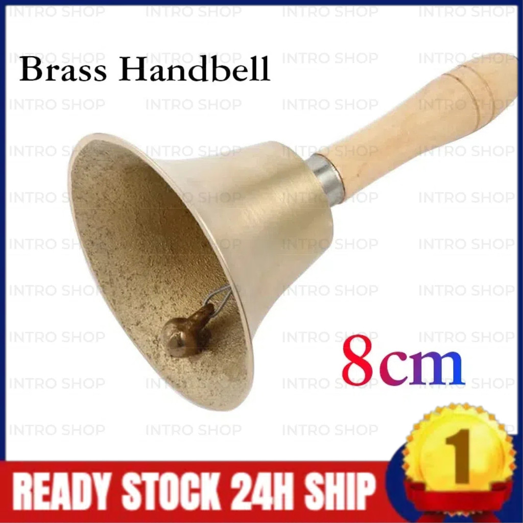 Brass Hand Bell with Wooden Handle Loud Call Bell Desk Ringbell ...