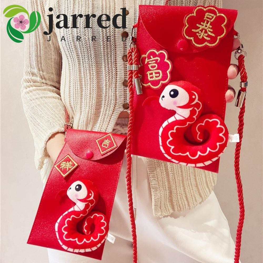 JARRED PU Leather Red Envelope, Cross Body Tassel Plush Snake Lucky ...