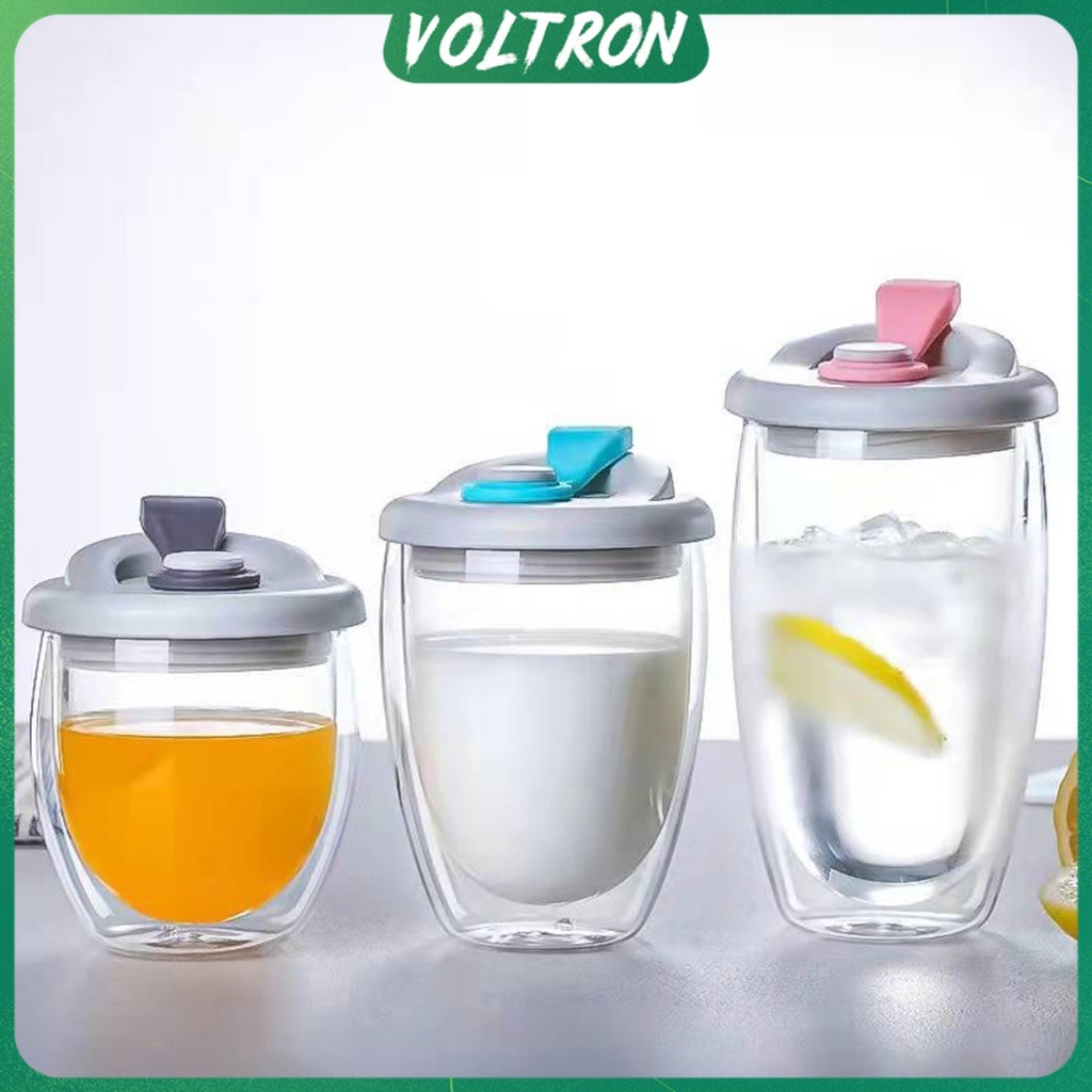 Double Wall Coffee Cup Glass Mug Vacuum Insulated Hot and Cold Water ...