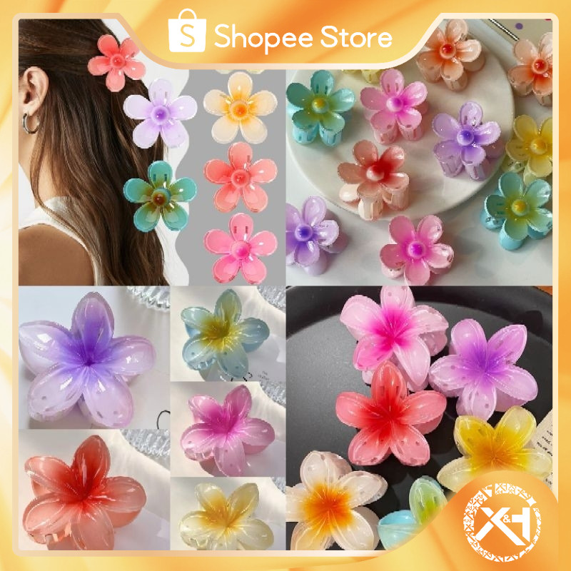 12Pcs/8CM Hawaiian Plumeria Flower Clamp Hair Clip Colorful Grips Clips ...